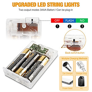 TOPIST Christmas Pinecone Lights Battery or USB Plug in, 6.7FT 20LED Red Berry with Pine Cone Christmas Garland Lights LED String Lights Fairy Lights for Xmas Tree Party Home Holiday Decor