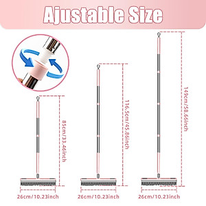 KZKR Floor Scrub Brush with Squeegee,Grout Brush with Telescopic Long Handle,V-Shape Floor Scrubber Brush with Scrape Stiff Bristle Shower Tile Grout Cleaning Tool for Kitchen Bathroom Baseboard Deck