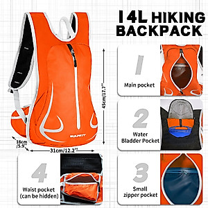 EULANT Ski Backpack, 14L Waterproof & Lightweght Running Backpack, Small Daypack for Cycling Bike Skiing Camping Walking