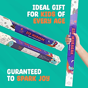 Eid Mubarak Colouring Poster - Fantastic Eid Gift for Kids and Eid Crafts for Kids - Lovely Eid favor and Islamic Gift for Kids - Great Eid Decoration Islamic Art Eid Art and Eid Banner and Present