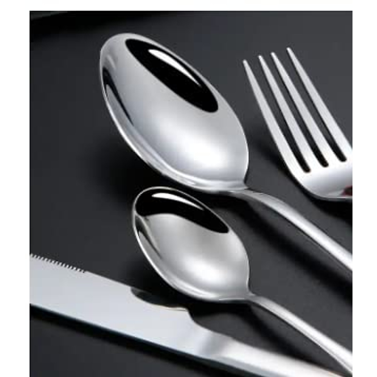 30 Piece Flatware Set for 6, Large Fork, Large Spoon, Small Spoon, Table Knife, Steak Knife