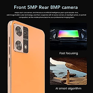Cell Phone, Smartphone 5MP Front 8MP Rear Camera 100V to 240V for Playing Games (US Plug)