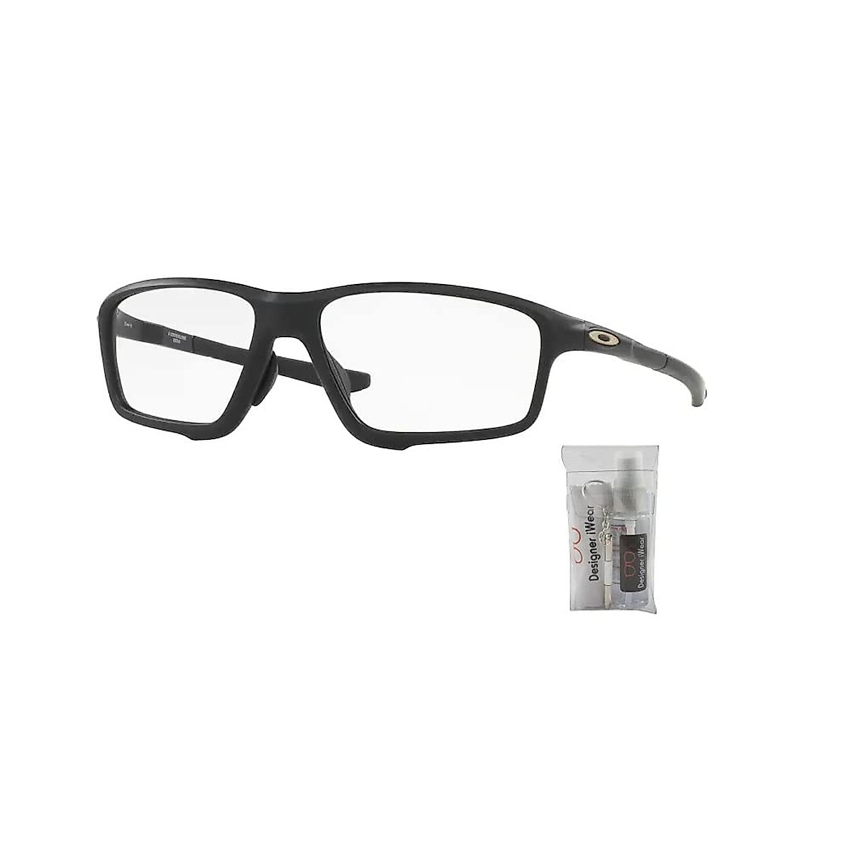 Oakley Crosslink Zero OX8080 808007 58MM Satin Black Square Eyeglasses for Men + BUNDLE With Designer iWear Eyewear Kit