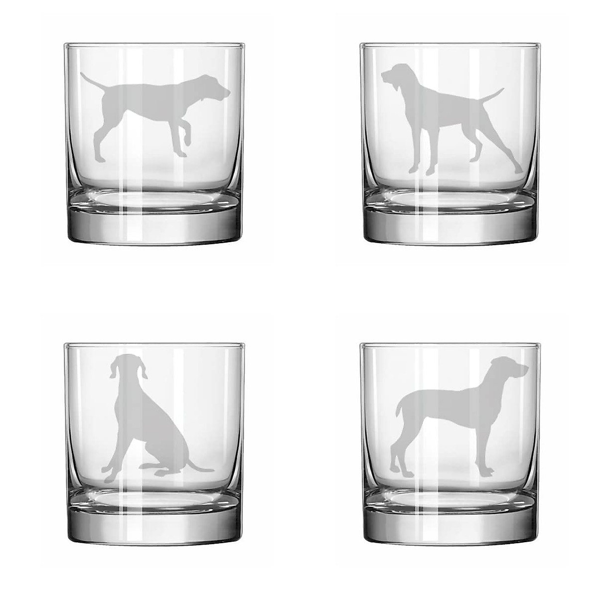 MIP Set of 4 Glass 11 oz Rocks Whiskey Old Fashioned German Shorthaired Pointer Collection