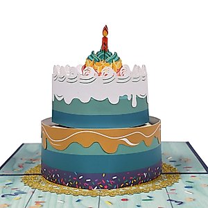 Magic Ants 3D Double Layer Cake Pop Up Birthday Card - Fun and Unique Greeting Card for Birthdays and Anniversaries - Birthday Card for Women and Men