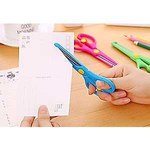 Kinteshun Children Scissors,Kids’ Artwork Blunt Tip Anti-Pinch Shears Students Cutter Scissors for DIY Handcraft Projects(5pcs)