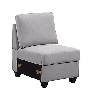 Devion Furniture 5-Seat Modern Fabric Upholstered Reversible Modular Sectional Sofa with 2 Ottomans in Light Gray Finish