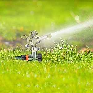 Zinc Alloy Garden Sprinklers 360 Degree Automatic Rotating Lawn Sprinkler with Water Stop Rings Adjustable Pulsating Sprinklers Yard Sprinkler Water Sprinklers for Yard Lawn Grass Irrigation (8)