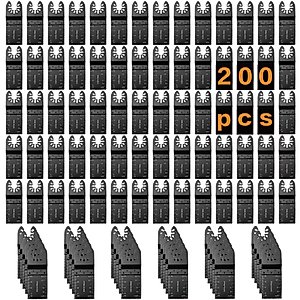 Trivd Frol 200Pcs Oscillating Tool Blades Professional Universal Oscillating Saw Blades Wood Multitool Blades Compatible with Dewalt, Milwaukee, Makita, Ryobi, Rockwell, Bosch