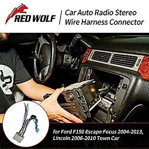 RED WOLF Car Stereo Pionner Wire Harness Adapter Connector Compatible with Ford F150 Escape Focus 2004-2013, Lincoln 2006-2010 Town Car for Pionner Radio CD Player Receiver Amplifier/SWC Cable Plug