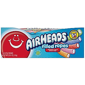 Airheads Soft Filled Ropes, Soft and Chewy Candy Ropes, Original Fruit Flavors, Concessions Movie Theater Parties, 2oz Packs, Box of 18