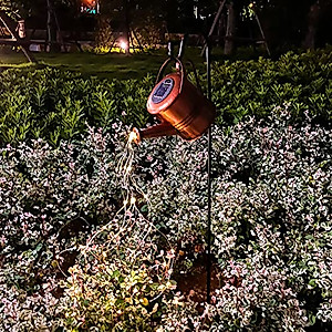 Solar Watering Can with Lights Outdoor for Garden Yard Patio Decor Waterproof Star Shower String Lights Led Cascading Fairy Waterfall Solar Kettle Flowers Lights Romantic Atmosphere (Large)