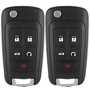 ANGLEWIDE Keyless Entry Remote Car Key Fob SHELL CASE 2pads Replacement for 10-17 for Buick for Chevy for GMC (FCC 5461A-01060512) 5 Buttons
