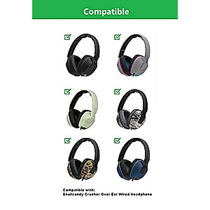 Replacement Ear Pads with Tape Compatible with Skullcandy Crusher Wired Built-in Amplifier and Mic Headphone (Protein Leather)