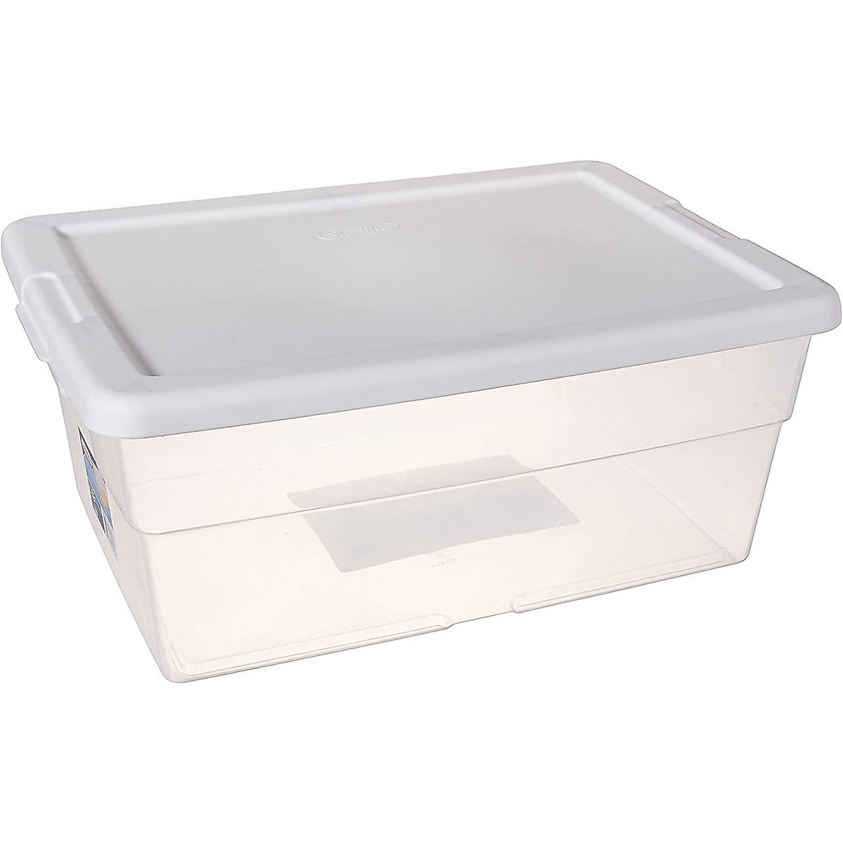 Sterilite 16448106 16 Quart (QT) Storage Box Container, White Lids and Clear Base [Y210-2]