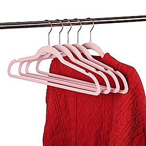 AREKUAEI Premium Blush Pink Velvet Hangers (Pack of 50) Heavyduty - Non Slip - Velvet Suit Hangers - Copper/Rose Gold Hooks,Space Saving Clothes Hangers