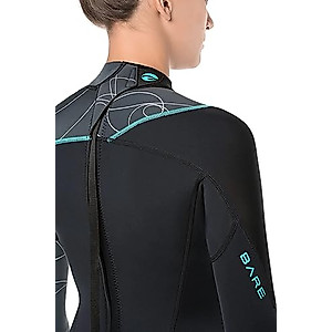 BARE 7MM Women's Elate Full Wetsuit | Comfortable high Stretch Neoprene Material | Long Sleeve | Great for All Watersports, Scuba Diving and Snorkeling | Grey 10