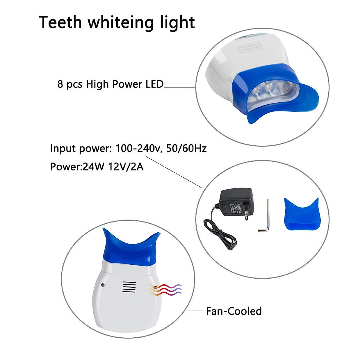 Pevor Power Dental Teeth Whitening Light, Teeth Whitener Cold 8 LED Light Lamp Bleaching Arm Holder Holding on Dentist Chair Shipping from US