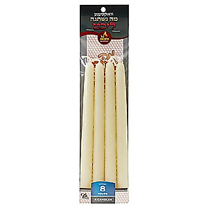 Ner Mitzvah White Beeswax Passover Seder Candles - 8 Hour Burn Time - Tall Beeswax Candles - Pack of 4 Bee Wax Taper Candles