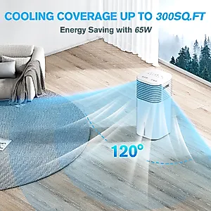 Windowless Portable Air Conditioner, 15H Timer & 120°Oscillation, 3-IN-1 Portable AC Unit with Remote, 2-Gal Tank, 3 Modes & 3 Speeds, Ultra-Quiet 24" Ventless Swamp Cooler for Room Home Office