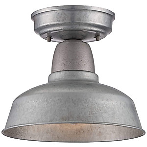 John Timberland Urban Barn Industrial Farmhouse Outdoor Ceiling Light Fixtures Set of 2 Galvanized Finish 8 3/4" for Exterior House Porch Patio Outside Deck Garage Front Door Garden Home Roof Gazebo