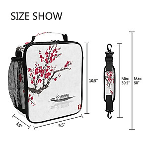 AUUXVA Japanese Cherry Blossom Flower Insulated Lunch Box Bags for Women Men Kids Girls Tote Crossbody Thermal Lunch Container Food Carrier