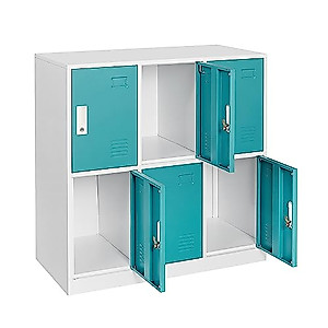 WTRAVEL Locker Steel Storage Cabinet, 2 Tiers 6 Doors Storage Locker for Gym School Office Metal Lockers for Employees with Keys (2 Tiers / 6 Doors Sky-Blue)