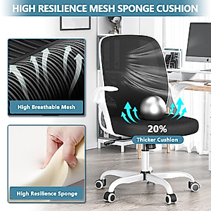 Kensaker Home Desk Chair with Back Supportive Lumbar Support, Breathable Double Mesh Cushion Home Desk Office Chair with Flip up Arms, Modern Ergonomic Home Desk Office Chair for Home and Work(White)