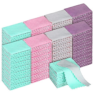 100 Pcs Kitchen Cloth Dish Towels Bulk Reusable Dishcloths Nonstick Oil Kitchen Towels Absorbent Coral Velvet Dishtowel Washable Microfiber Cleaning Cloth Fast Drying Kitchen Rag for Table Chair Glass