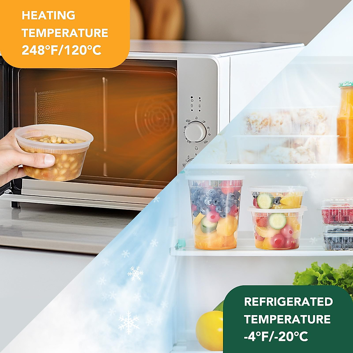 Glotoch 24 Pack 16 oz. (2 Cups) Plastic Food and Drink Storage Containers Set with Lids - Microwave, Freezer & Dishwasher Safe Eco-Friendly, BPA-Free, Reusable & Stackable