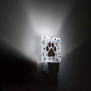 Nightlight Plug in LED Lights for Bedroom, Cute Pet Dog Paw Brown Night Lights Plug into Wall with Light Sensors Room Decor for Nursery Children Kids Boys Girls