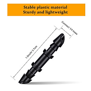 Mudder 150 Pieces Barbed Connectors Drip Irrigation 1/4" Barbed Coupling Fittings Barbed Connectors for 1/4 Inch Irrigation Tubing Drip Line Coupler for Drip Sprinkler Systems, Black