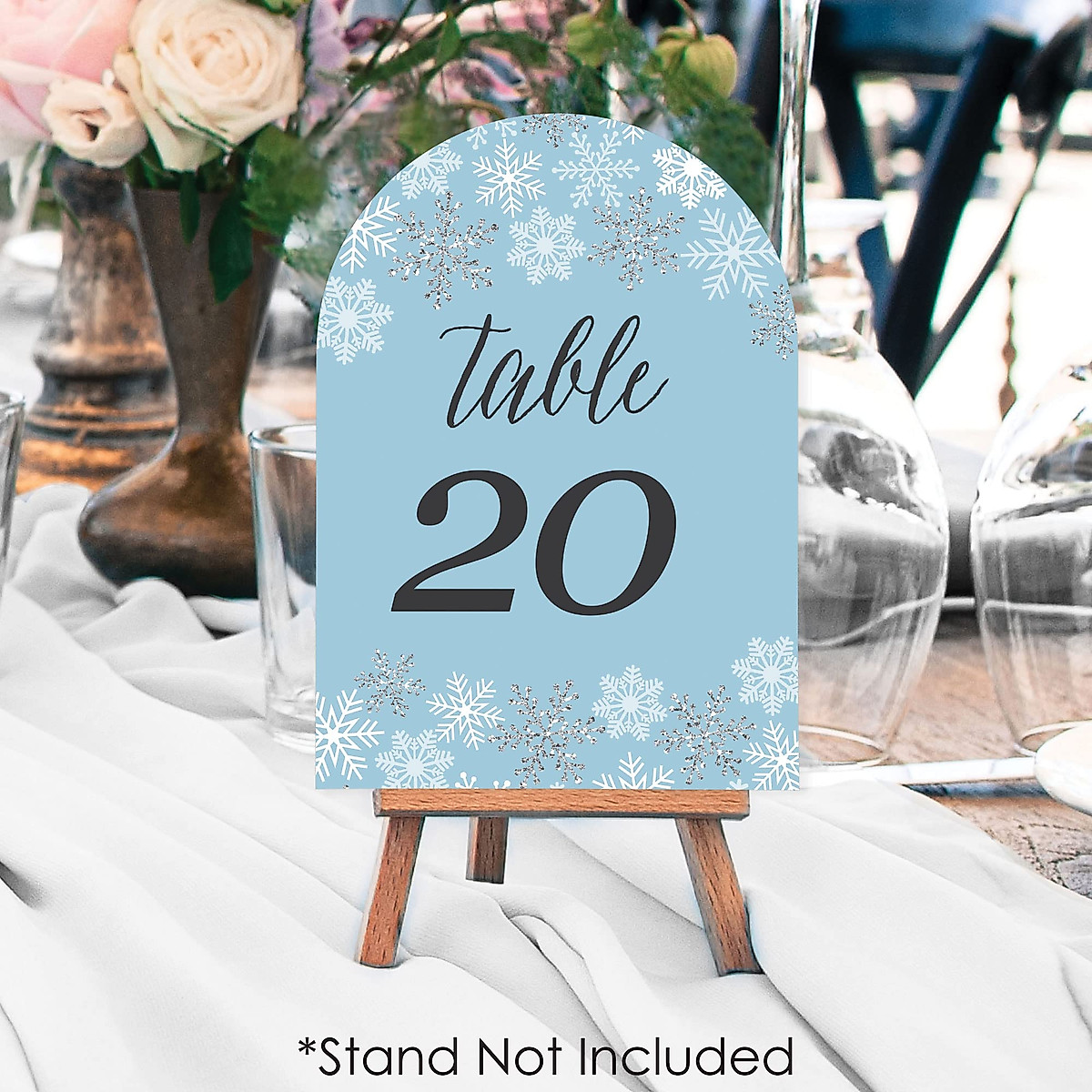 Big Dot of Happiness Winter Wonderland - Snowflake Holiday Party and Winter Wedding Double-Sided 5 x 7 inches Cards - Table Numbers - 1-20