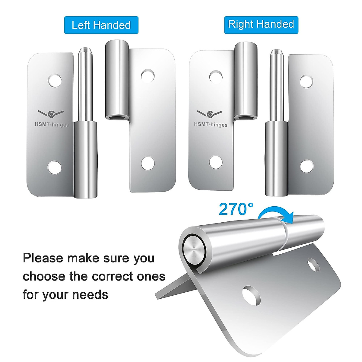 2.5 Inch Lift Off Hinges, 304 Stainless Steel Small Slip Joint Flag Hinges, Removable Hinges for Wooden Metal Doors, Cabinet Doors, Metal Boxes and More (Left Handed, 4 PCS)