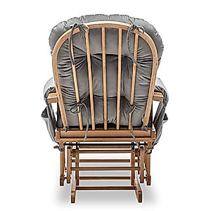 Paddie Glider Rocker Replacement Cushions with Storage Velvet Washable Non Slip for Glider Rocking Chair, 5PCS, Light Grey