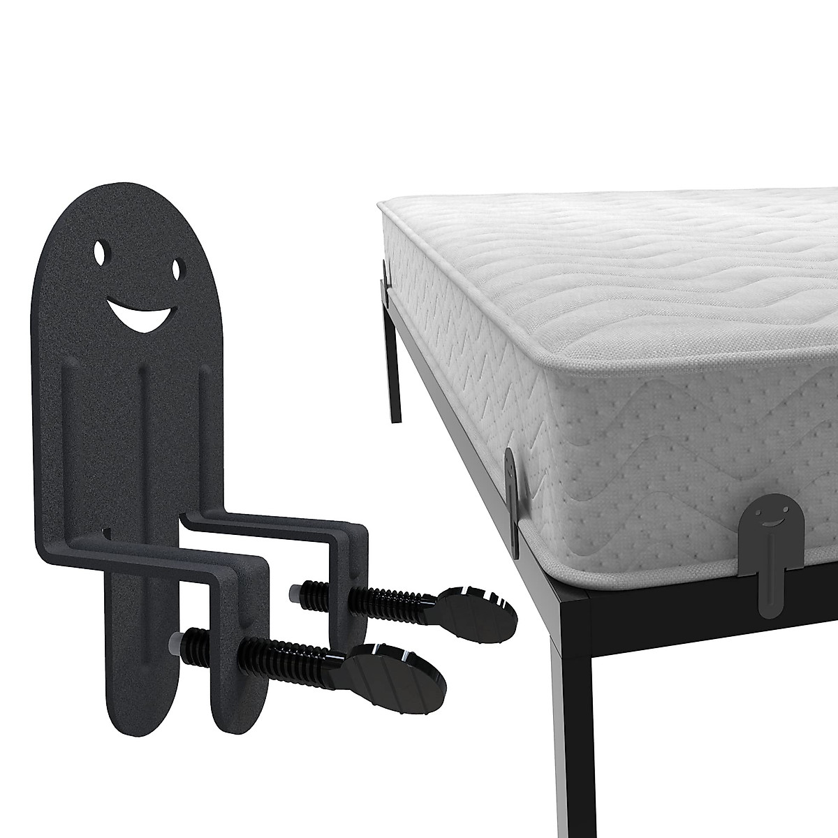 DiaOutro Bed Frame Non Slip Mattress Gaskets, 6 PCS Mattress Retainer Keep Mattress in Place for a Great Sleep, Adjustable Anti-Slip Baffle Fit for Most Metal Bed Frames, Black