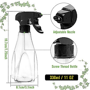 Showvigor Hair Spray Bottle Continuous Water Mister Spray Empty Ultra Fine for Hair Styling, Pets, Plants, Cleaning, Misting & Skin Care, Salons, for Taming Hair in Morning, Curly Hair.（11OZ/330ML）