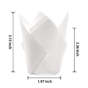 Tulip Cupcake Liners, halp·ssfm 200Pcs Muffin Baking Liners Holders Premium Baking Cups Cupcake Wrappers Christmas Cupcake Liners for Halloween Wedding Birthday Valentine Party（White）