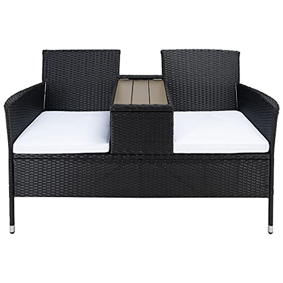 Safavieh Outdoor Collection Viora Wicker Loveseat PAT7710A, Black/White Cushion