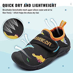 WOUEOI Toddler Boys Aqua Water Shoes Breathable Girls Sport Beach Walking Shoes Lightweight(Black/Orange AS,6.5 Toddler)