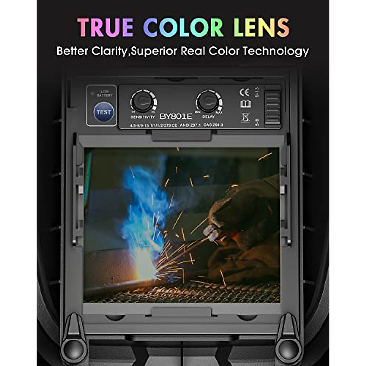 ANDELI True Color Solar Power Auto Darkening Welding Helmet 3.94"X3.2" Large Viewing Screen, 4 Arc Sensor Wide Shade 4~5/9-9/13 for TIG MIG Arc Weld Grinding Welder Mask