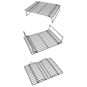 Stackable 3-Tier Cooling Rack for Cookies, Cakes, Bread, Pizza and Other Baking Stuff Cooling and Drying, Painting Drying and more- Wire Racks Set of 3 Cooling & Drying Racks, Heavy Duty, Black