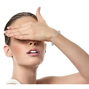 NYC Sterling Women Wonderful 5mm Round Cubic Zirconia Tennis Bracelet, Measures 7.25 Inches