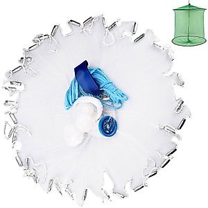 ReeMoo Cast Net, 3/8 Inch Mesh Size Throw Cast Net 6Ft Radius with Real Metal Sinker, Saltwater Freshwater Casting Net for Bait Trap Fish, Premium Monofilament Nylon Net