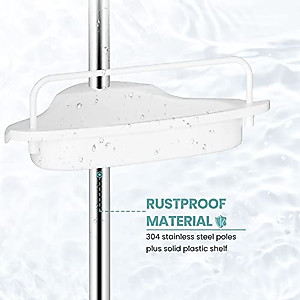 HomeHelper Rustproof Shower Caddy Corner Organizer for Bathroom, 4 Tier Bathtub Shower Storage Organizer with Tension Pole for Shampoo Holder, 56 to 114 Inch, White