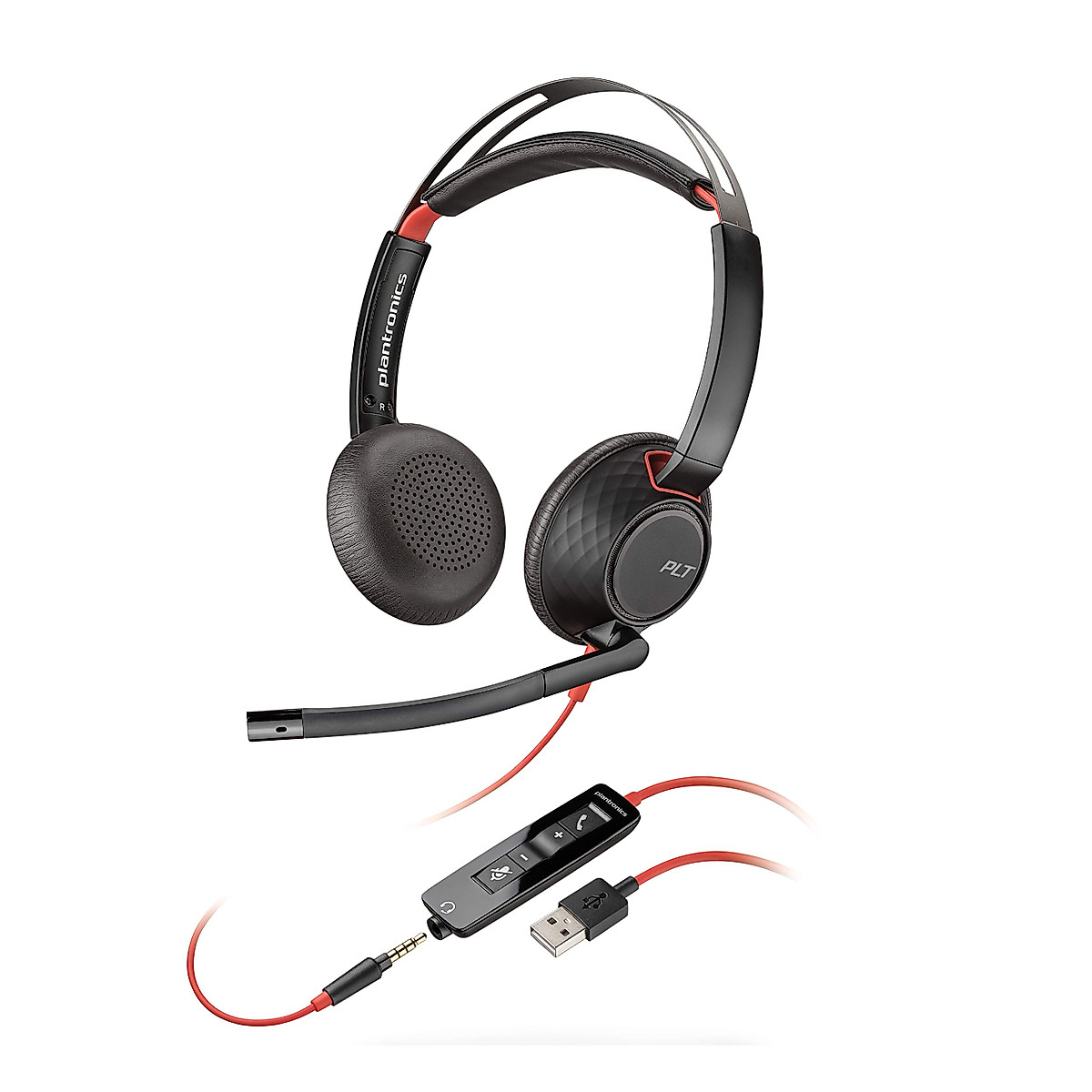 Plantronics - Blackwire C5220 - Wired, Dual-Ear (Stereo) Headset with Boom Mic - USB-A, 3.5 mm to connect to your PC, Mac, Tablet and/or Cell Phone