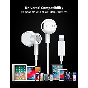for Lightning Headphones Wired Earbuds for iPhone, MFi Certified Lightning Earphone Magnetic Headset HiFi Stereo with Microphone Volume Control for iPhone 14 Pro Max 13 12 Mini 11 10 X XR SE3 7 8 Plus
