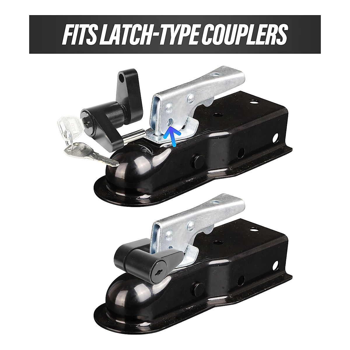 ESEWALAS Trailer Tongue Coupler Lock,Trailer Tongue Coupler Lock Pin,Dia 1/4 Inch,3/4 Inch Span,Security Full Protection Towing Power Hauling,Trailer Hitch Lock (Black)