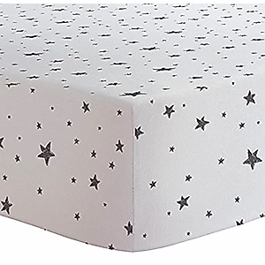 Kushies Crib Sheet Flannel Scribble Stars Black & White (S330-609)