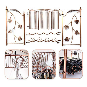 SILKSEA Countertop Wine Rack Freestanding with Wine Glass Rack Metal Wine Holder Storage Stand Organizer for Home Kitchen Décor, Cabinet, Bar, Tabletop Wine Racks Hold 4 Bottle and 6 Glasses, Copper